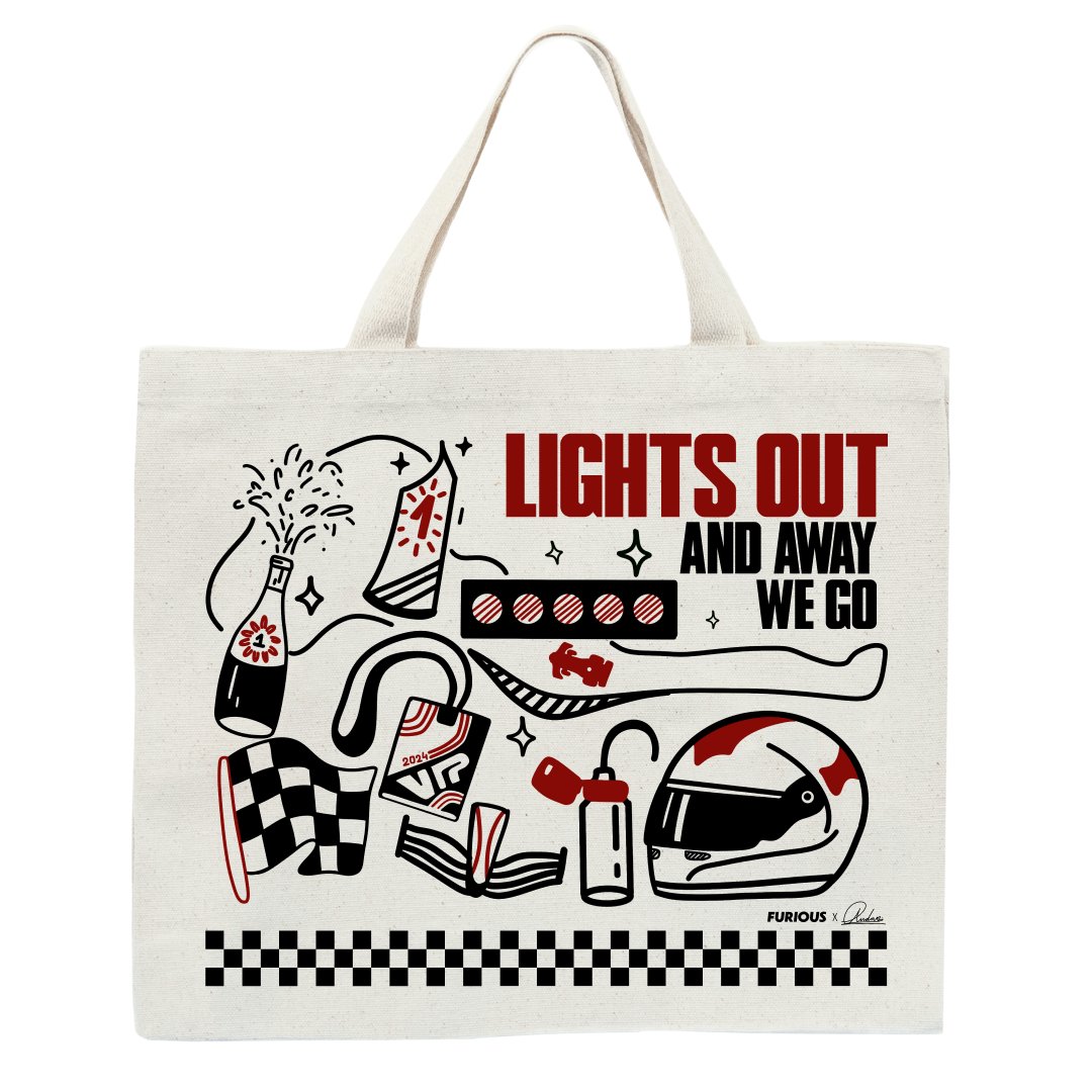 Lights Out and Away we go! (Red) - Tote Bag – Furious Motorsport